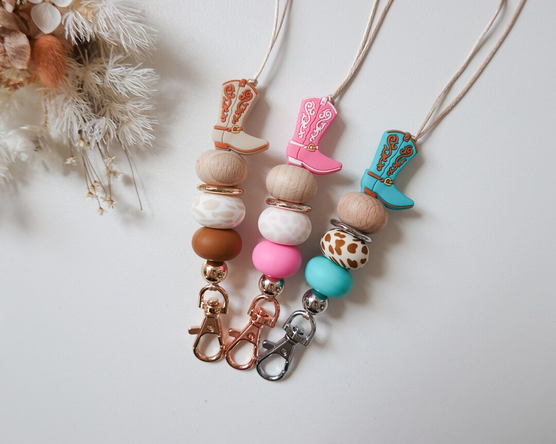 Western Cowgirl Boot Lanyard / Teacher Lanyards / Silicone Beads - Etsy
