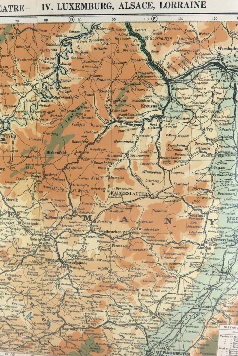 WW1 Interesting Map / the Western Theatre Iv. Luxemburg - Etsy