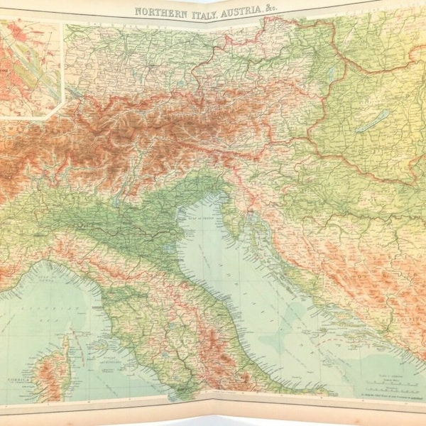 Map of Northern Italy - Etsy