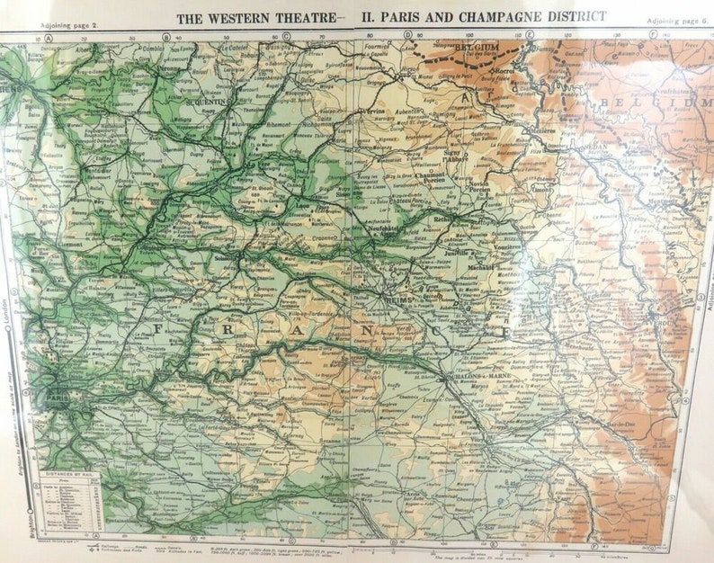 WW1 Interesting Map / the Western Theatre Ii. Paris & - Etsy