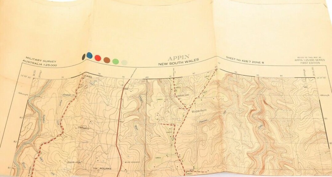 Rare Very Large Detailed 1951 Australian Military Map of the Appin ...