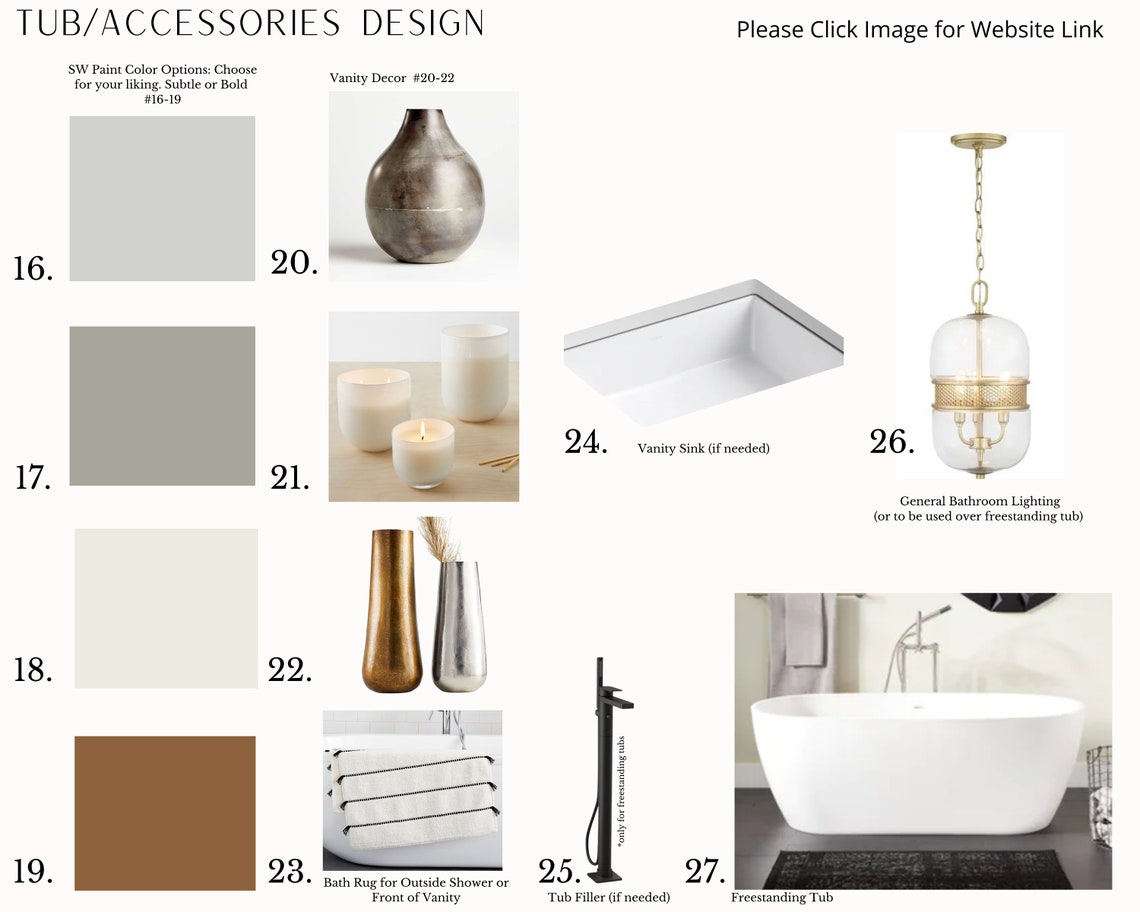 Interior Design, E-design, Bathroom Mood Board, Tile Design,home Decor ...