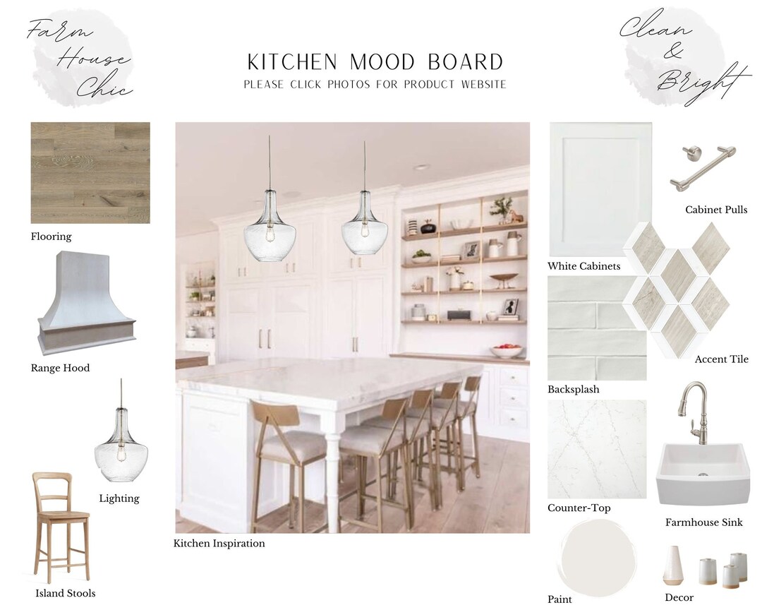 Custom Interior Design Kitchen Selections Mood Board - Etsy