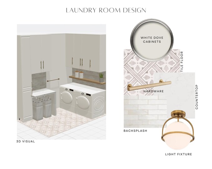 Custom Laundry Room Interior Design, Laundry 3D Render Realistic ...