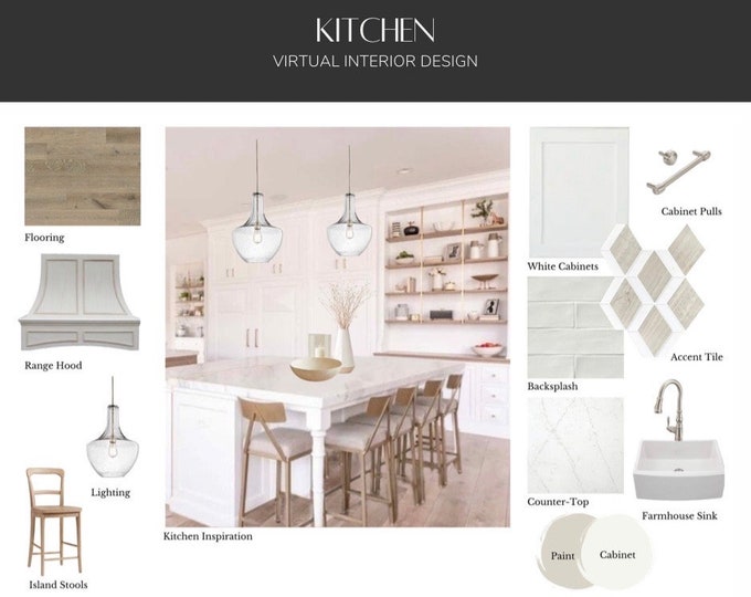 Premade Modern Kitchen Mood Board Design, Virtual Interior Design ...