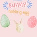 Bunny Holding Egg: Printable Easter Card Craft (digital Download) - Etsy