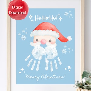 Santa Handprint Art Printable, Christmas Handprint Printable, Christmas ...