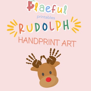 Rudolph Handprint Art Printable, Rudolph Printable, Rudolph Art Print ...