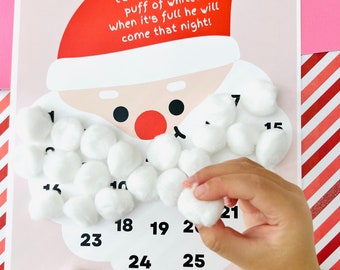 Countdown to Christmas Craft Santa Beard Printable Download - Etsy