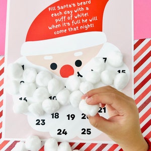 Santa Beard Countdown, Santa Printable, Santa Art Print, Preschool ...