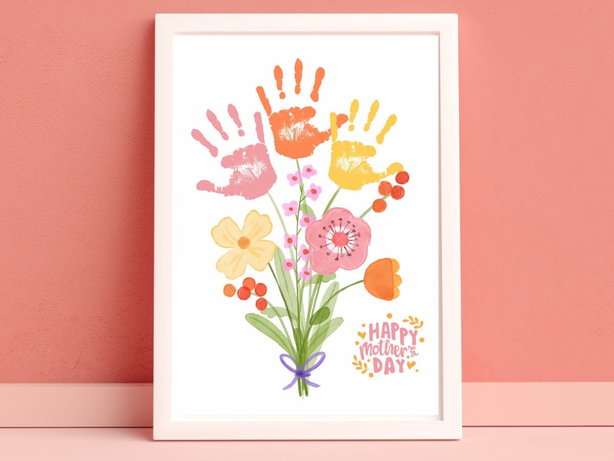 Mother's Day Flower Handprint Art Mother's Day Gift - Etsy