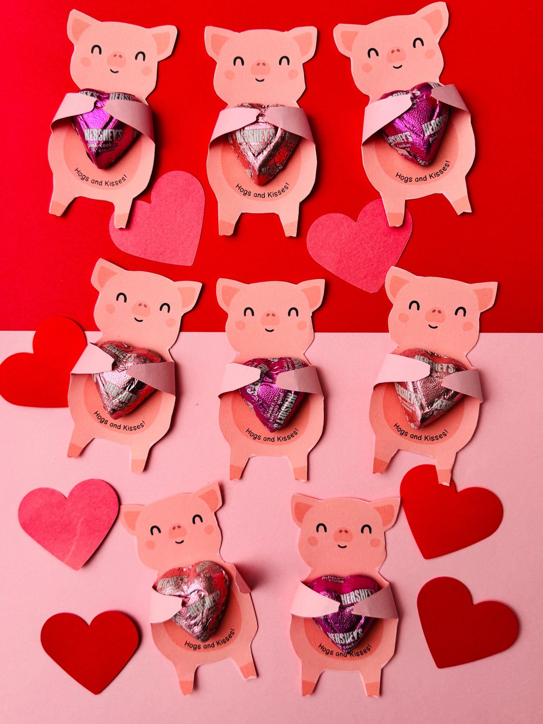 Pig Valentine Card Printable: Hogs and Kisses Favor (digital Download ...