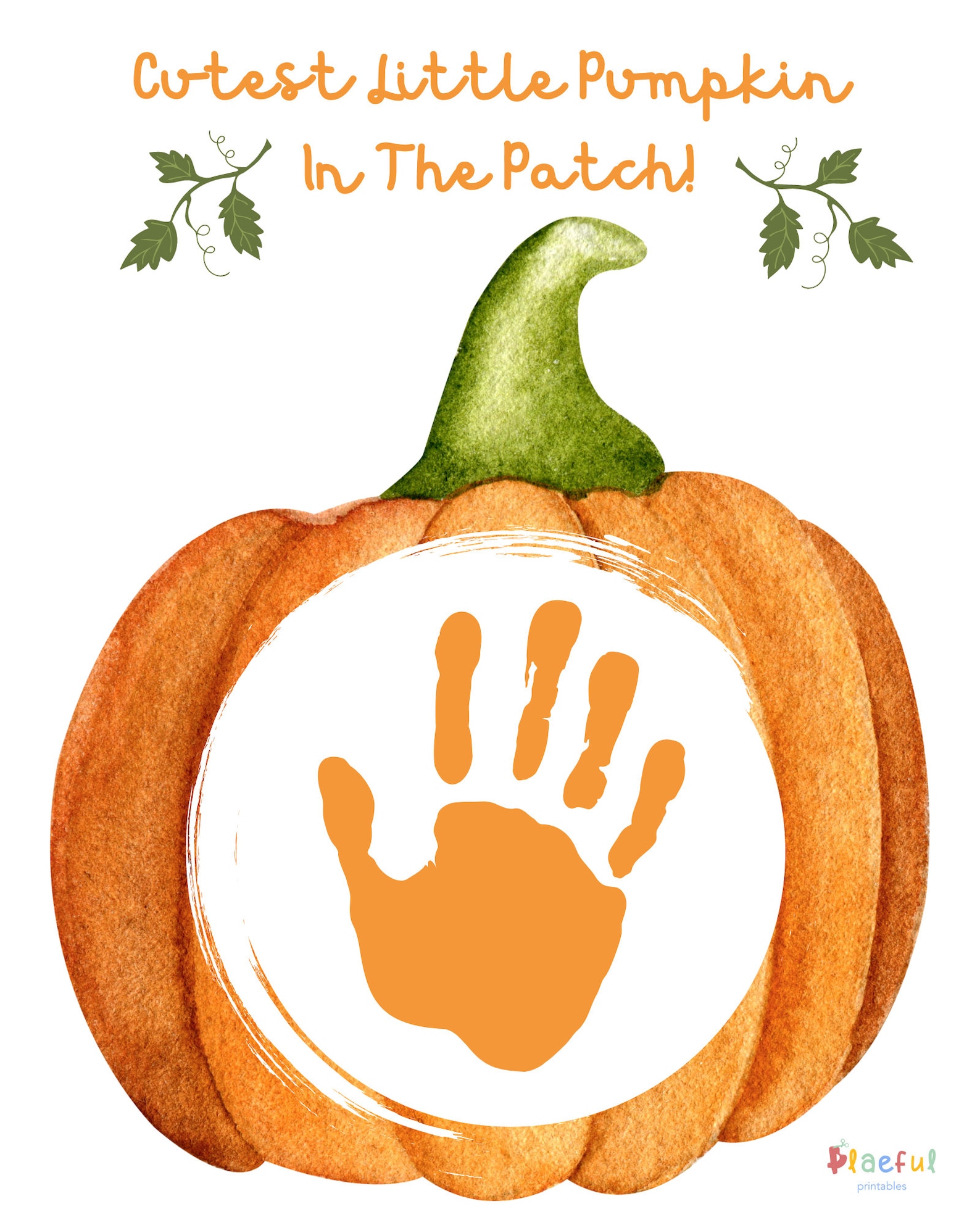 Pumpkin Handprint Art Printable Pumpkin Printable Fall Art - Etsy