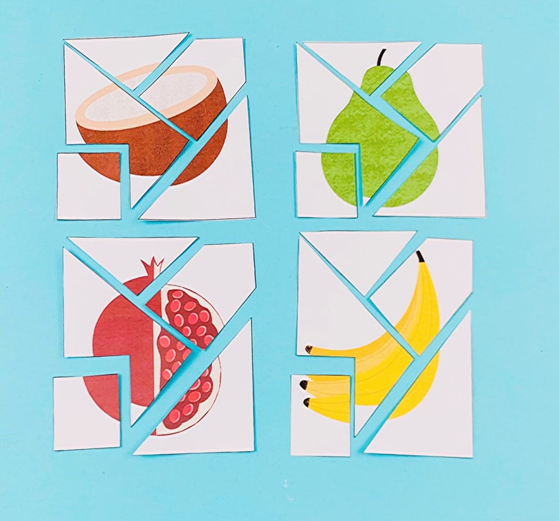 Fruit Puzzle Printable Fruit Printable Fruit Learning Color - Etsy