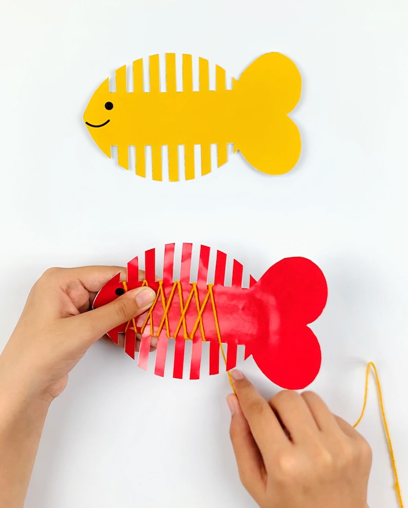 Fish Threading Activity Color Learning Preschool Printable - Etsy