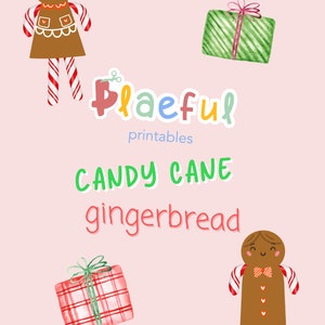 Gingerbread Candy Cane Printable, Gingerbread Printable, Christmas ...