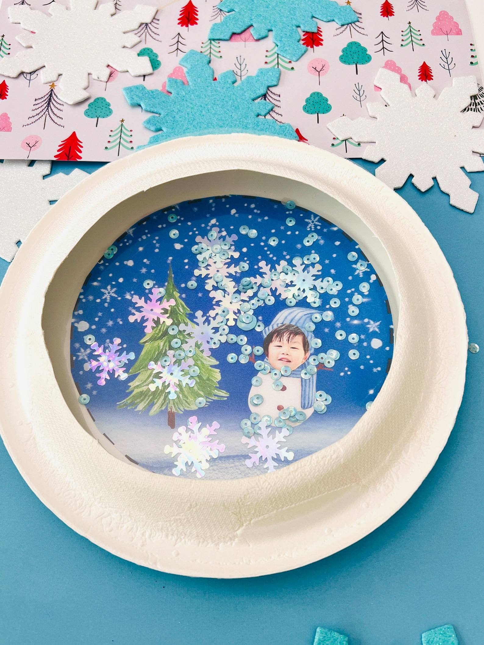 Snowglobe Paper Plate Craft Printable: Christmas Winter Activity ...