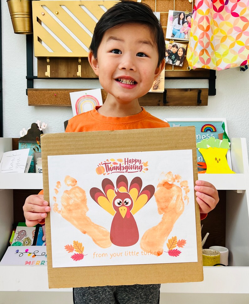 Turkey Footprint Art Printable: Thanksgiving Craft (digital Download ...