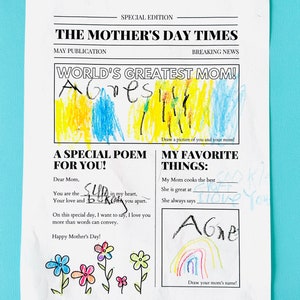 Mother's Day Newspaper, Mother's Day Gift, Mother's Day Printable ...