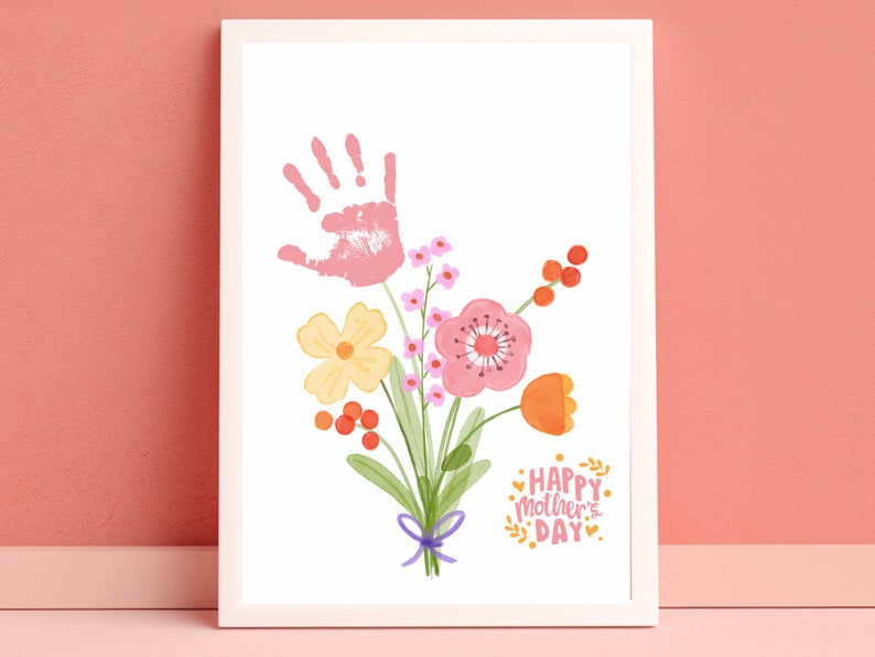 Mother's Day Flower Handprint Art Mother's Day Gift - Etsy
