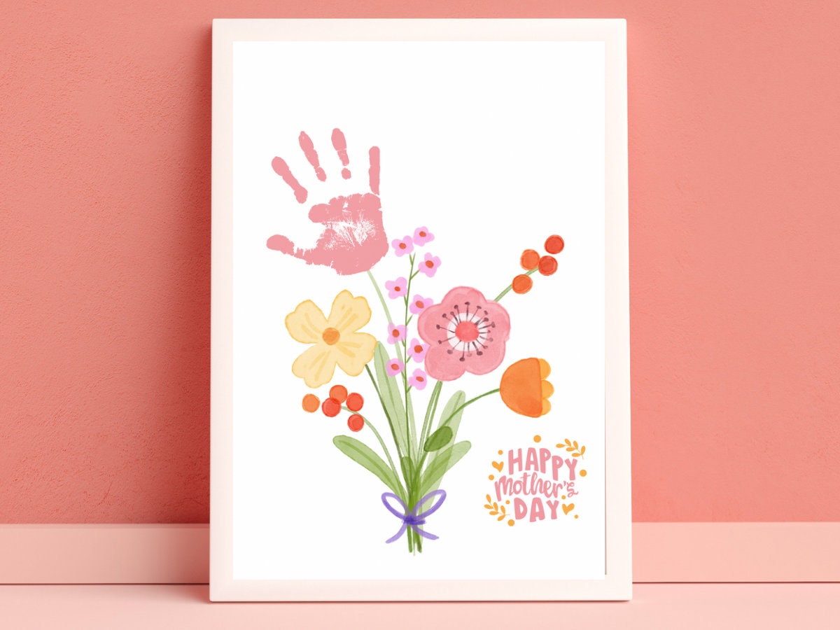Mother's Day Flower Handprint Art Mother's Day Gift - Etsy
