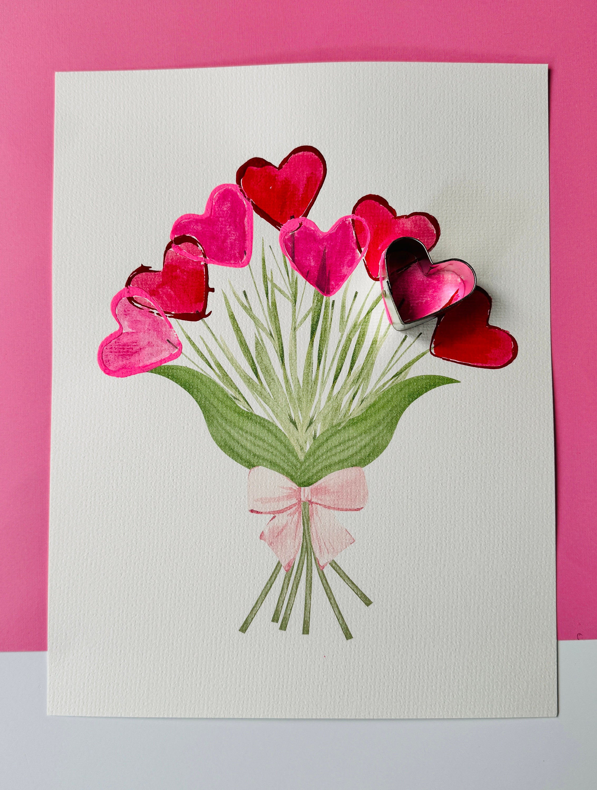 Flower Heart Bouquet Art: Valentine Craft Printable (digital Download ...