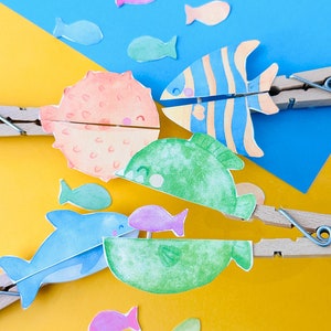 Fish Clothespin Craft: Ocean Animal Printable (digital Download) - Etsy