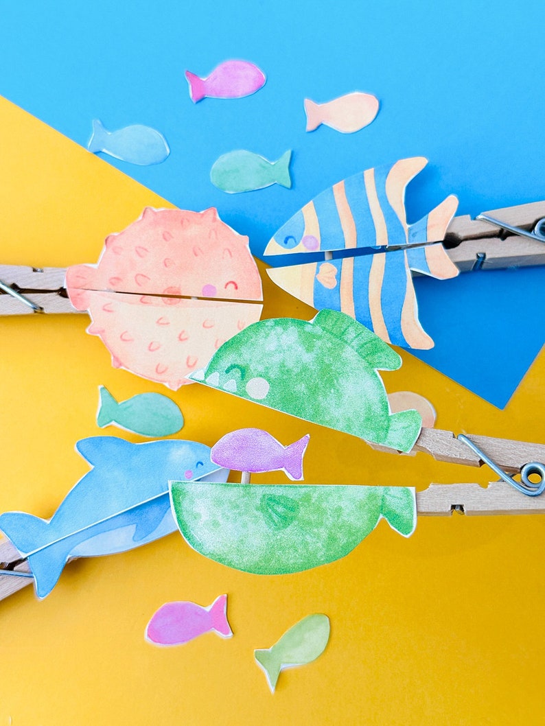 Fish Clothespin Craft: Ocean Animal Printable (digital Download) - Etsy