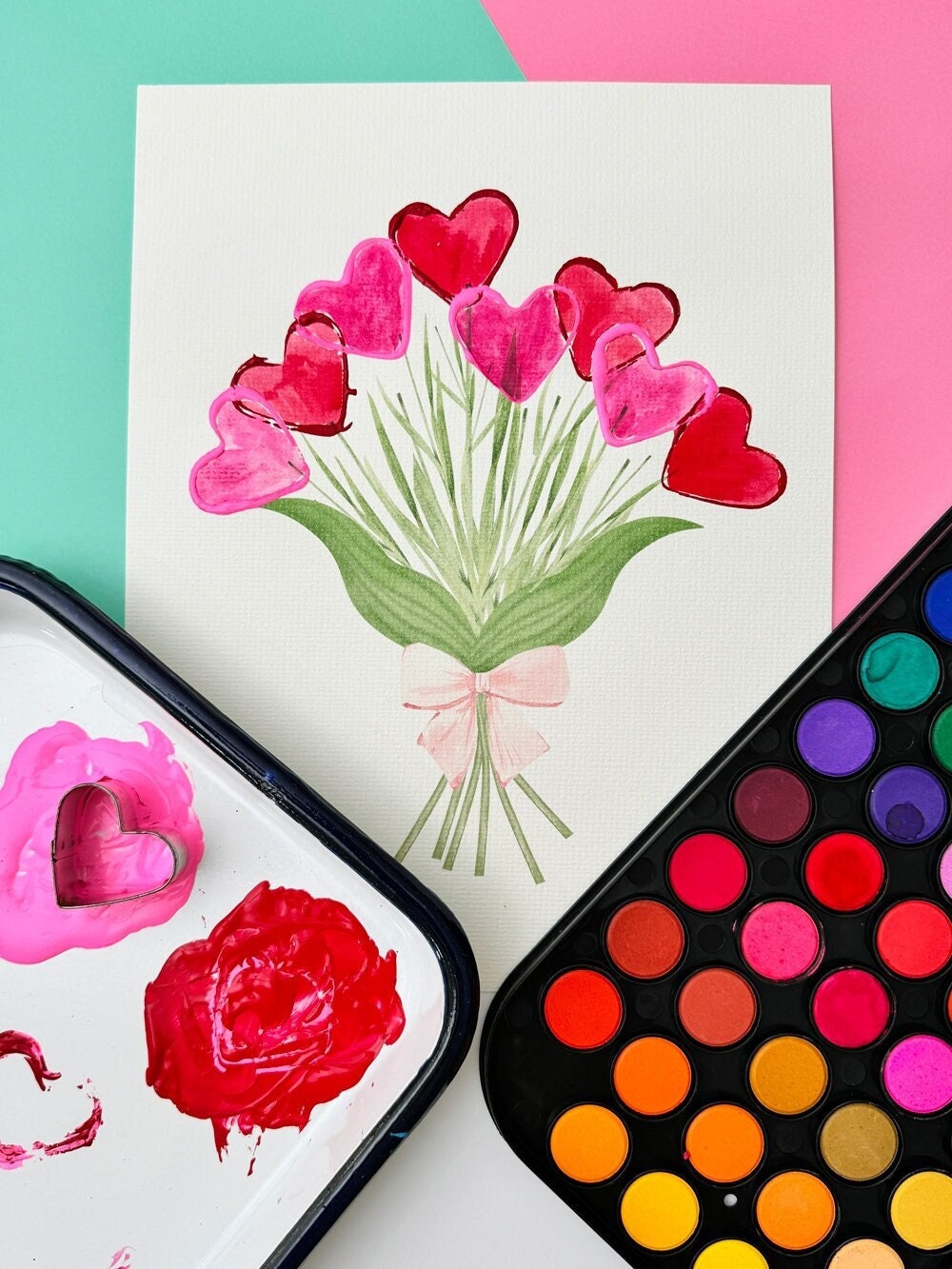 Flower Heart Bouquet Art: Valentine Craft Printable (digital Download ...