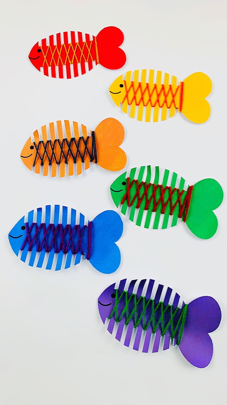 Fish Threading Activity Color Learning Preschool Printable - Etsy