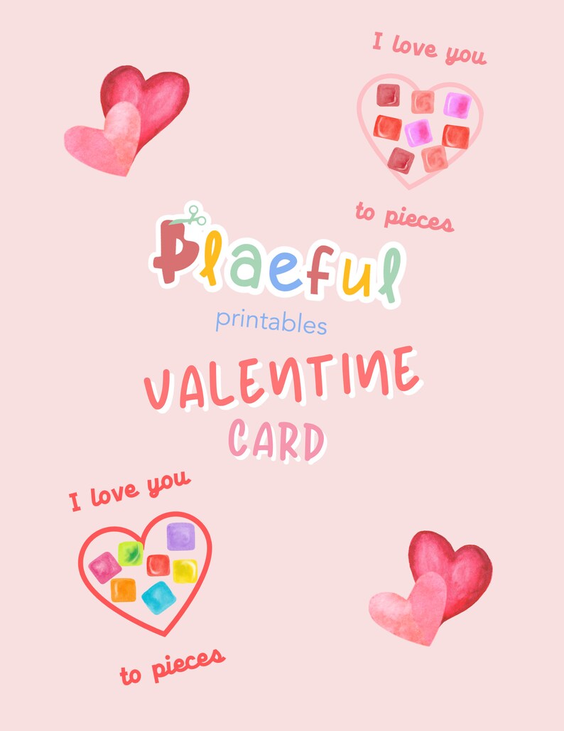 I Love You to Pieces Valentine Card: Kids Craft Printable (digital ...