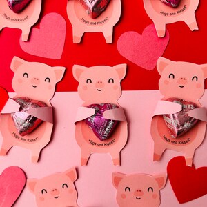 Pig Valentine Card Printable: Hogs and Kisses Favor (digital Download ...