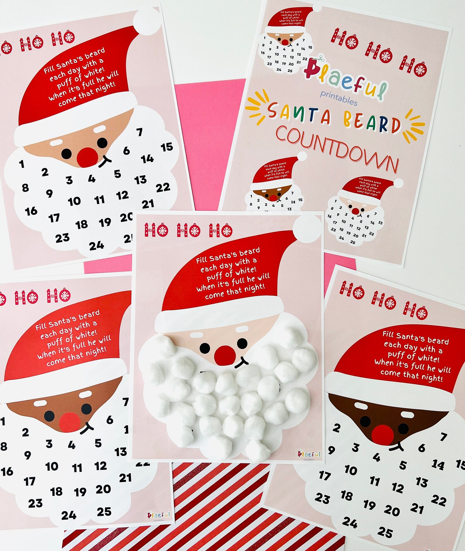 Santa Beard Advent Calendar Printable: Christmas Countdown (digital ...