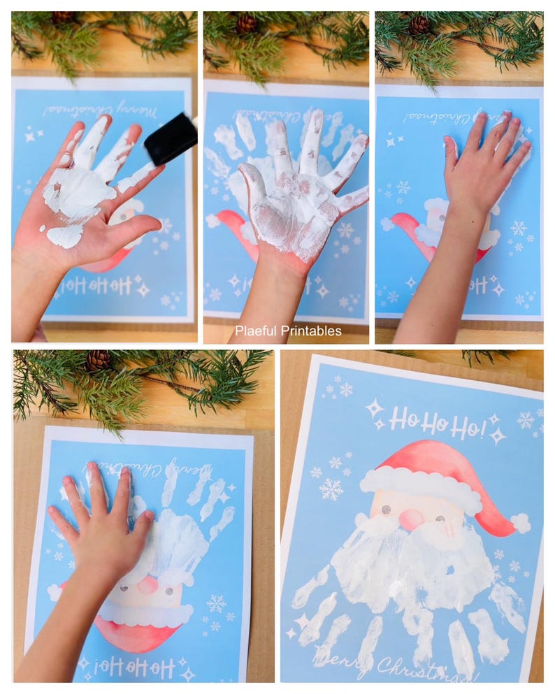 Santa Handprint Art: Christmas Craft Printable (digital Download) - Etsy