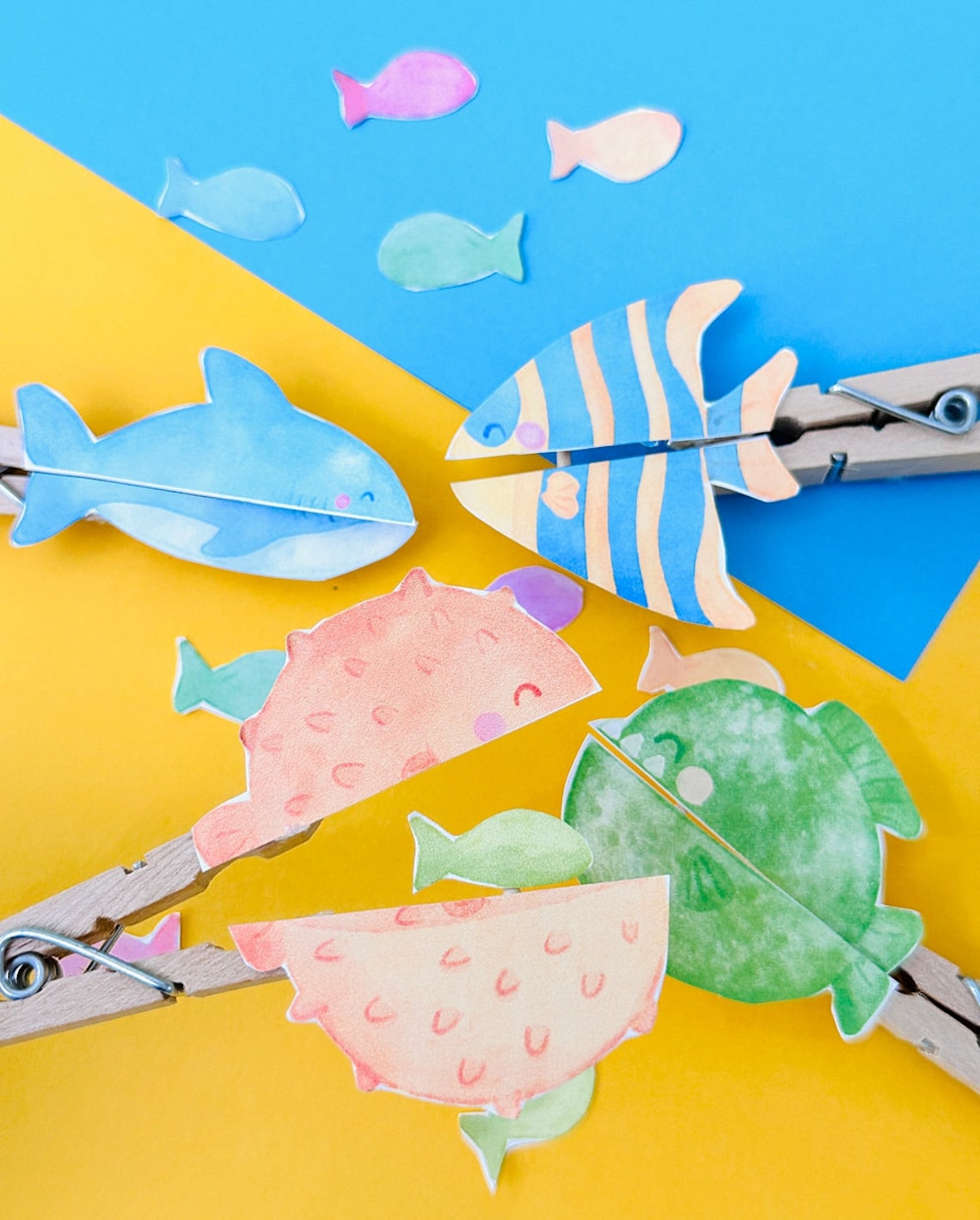 Fish Clothespin Craft: Ocean Animal Printable (digital Download) - Etsy