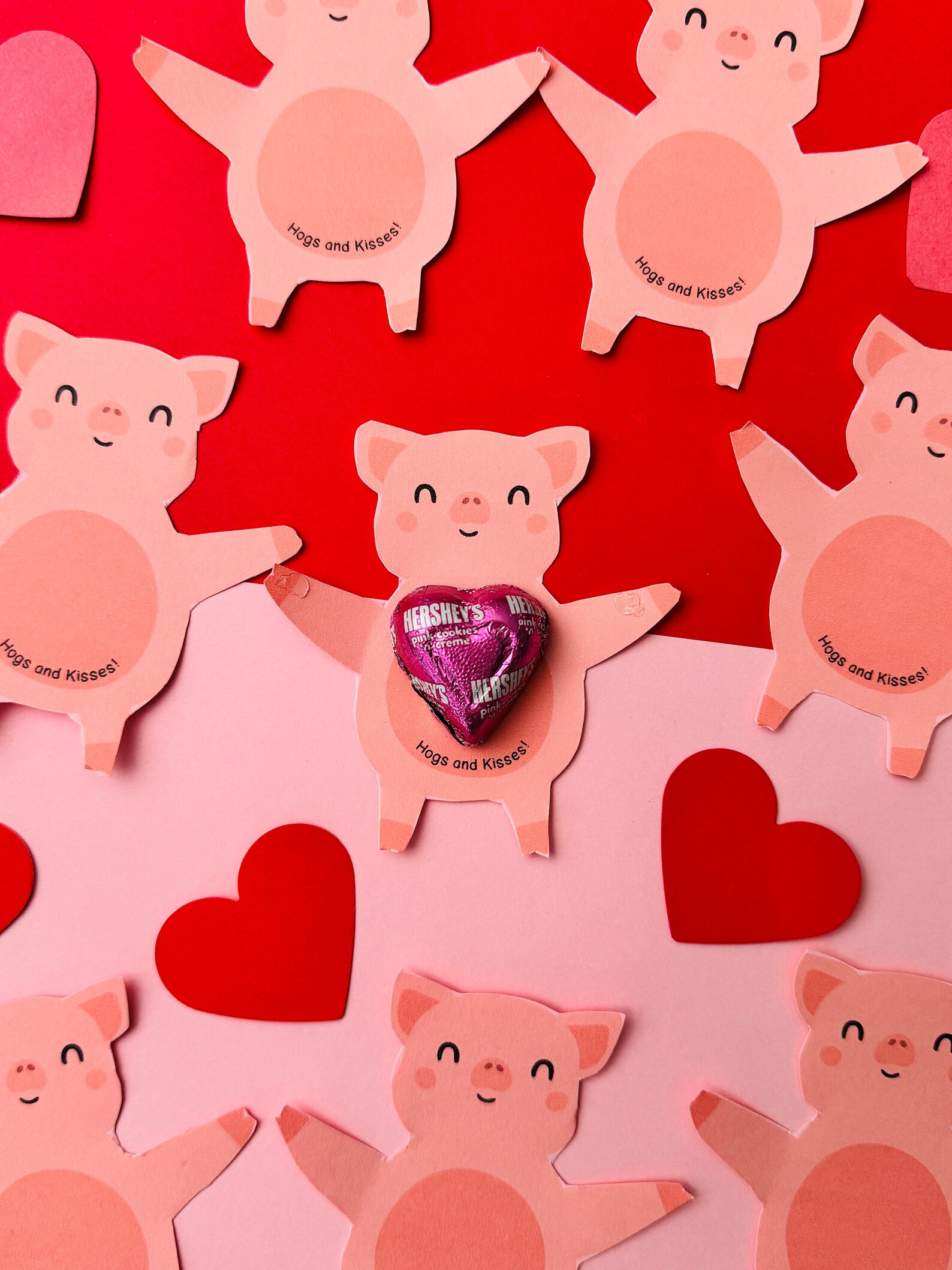 Pig Valentine Card Printable: Hogs and Kisses Favor (digital Download ...
