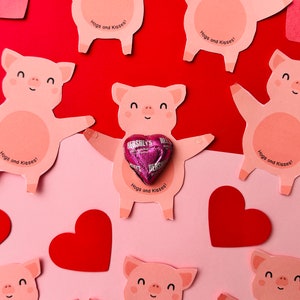 Pig Valentine Card Printable: Hogs and Kisses Favor (digital Download ...