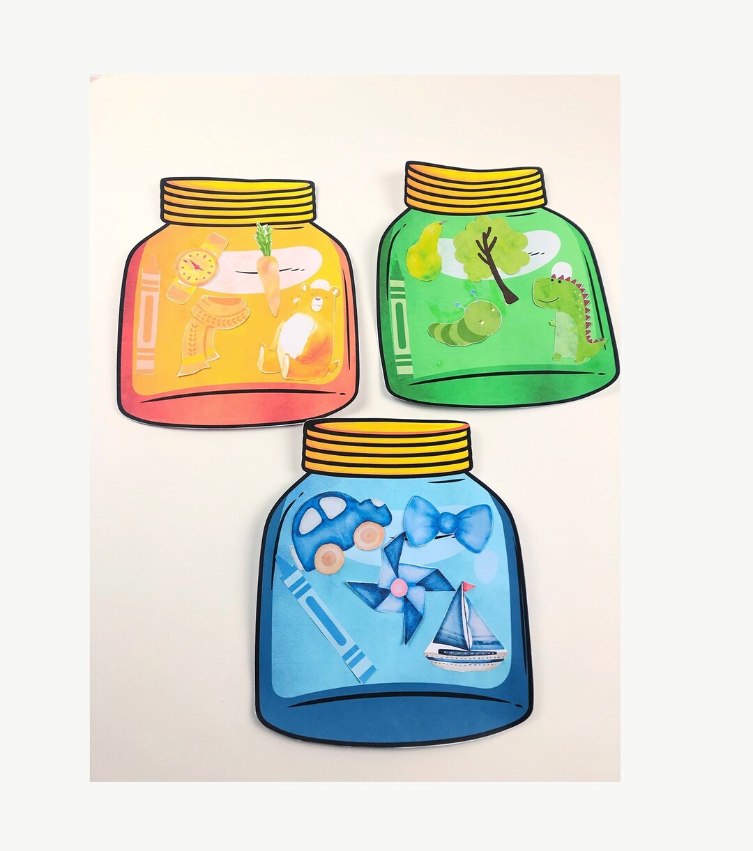 Color Sorting Jars, Children's Learning Printable, Preschool Game ...