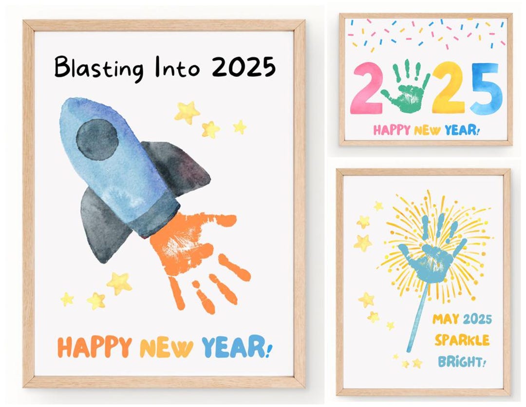 2025 New Years Handprint Art Preschool New Year Art, New Years ...