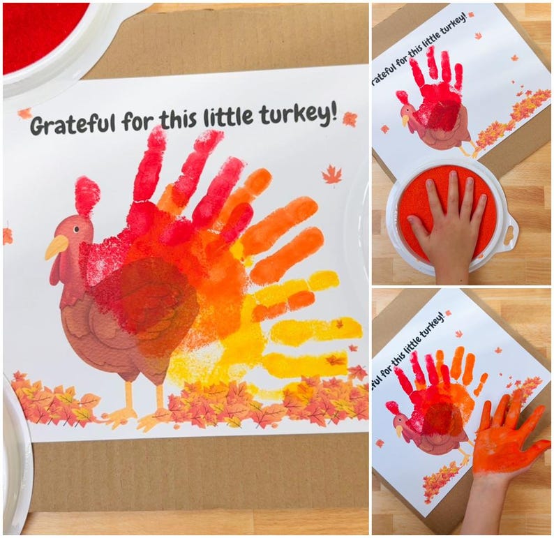 Turkey Handprint Art: Thanksgiving Craft Printable (digital Download ...