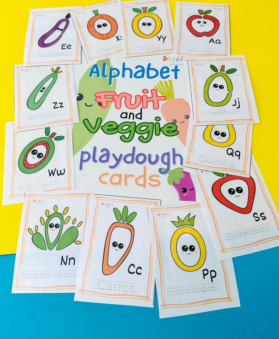 Alphabet Playdough Mats Play Doh Cards Fruit and Veggie - Etsy