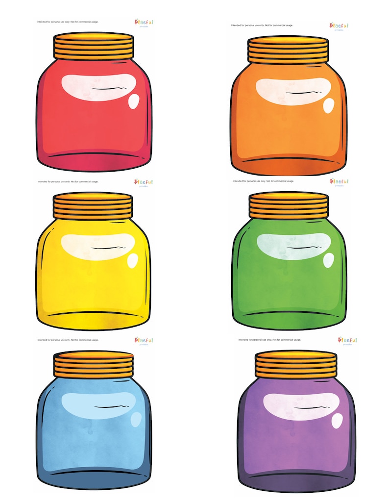 Color Sorting Jars Children's Learning Printable - Etsy