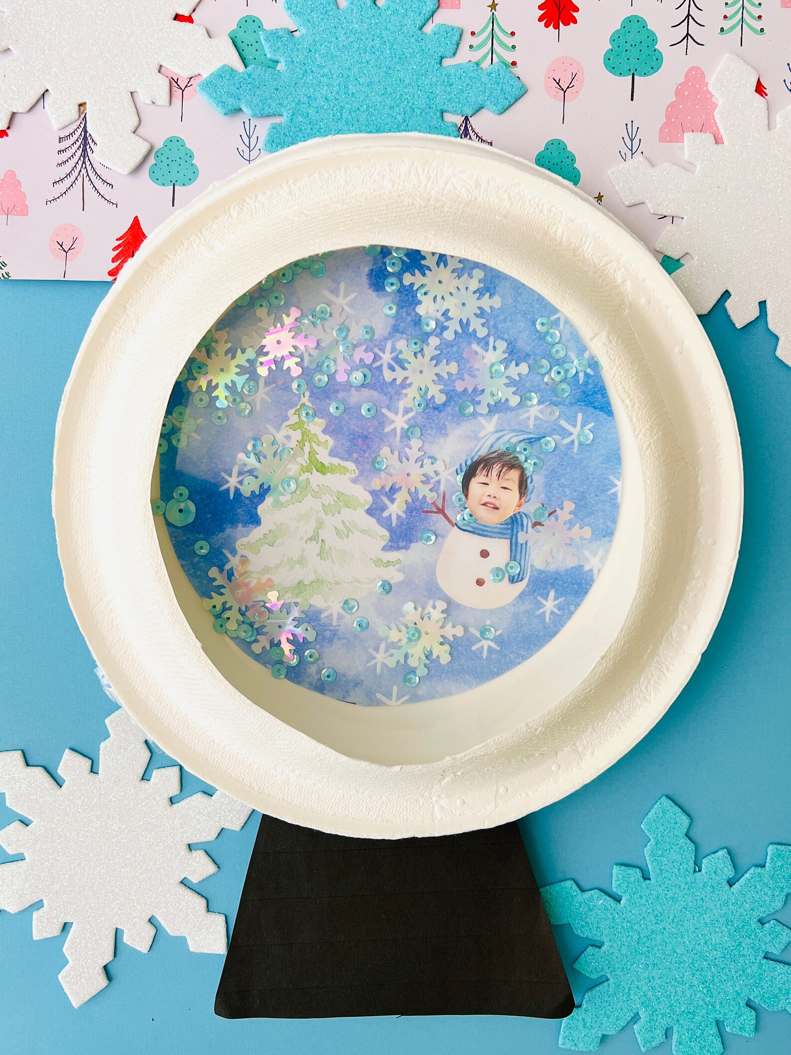 Snowglobe Paper Plate Craft Printable: Christmas Winter Activity ...