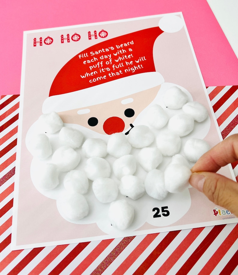 Santa Beard Advent Calendar Printable: Christmas Countdown (digital ...