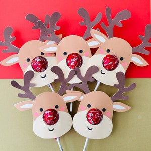 Rudolph Lollipop Printable: Christmas Treat Craft (digital Download) - Etsy