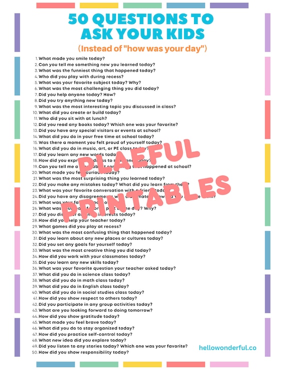 50 Questions About Me For Kids