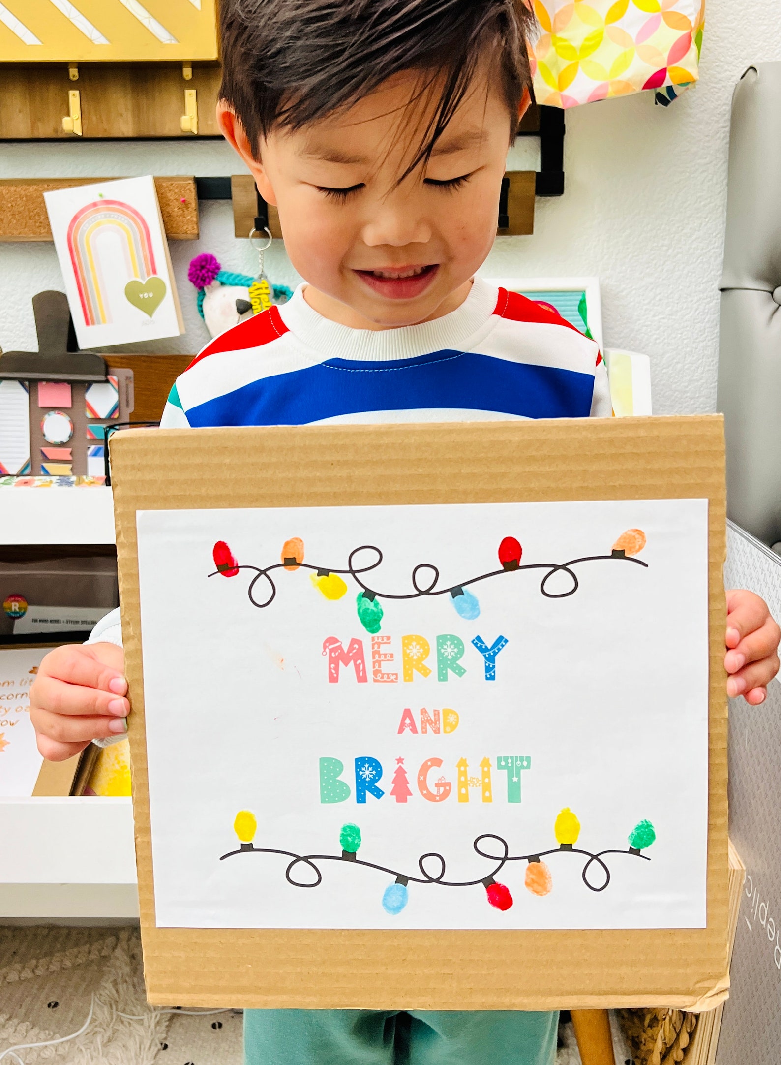 Christmas Light Fingerprint Art Printable: Holiday Keepsake (digital ...