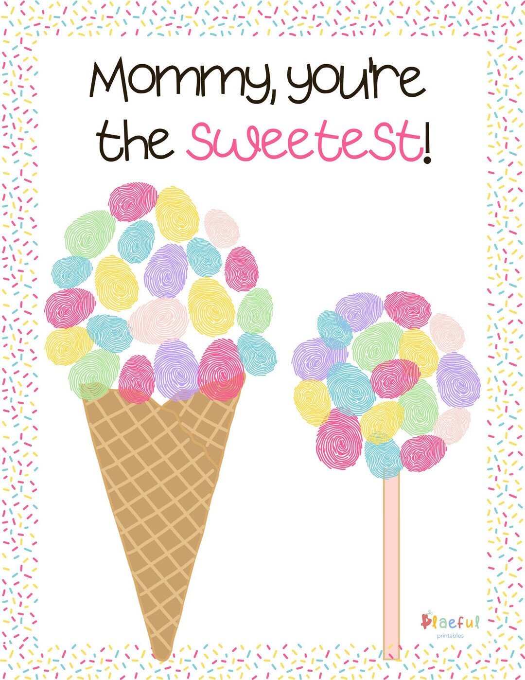Mother's Day Fingerprint Art, Mother's Day Printable, Preschool ...