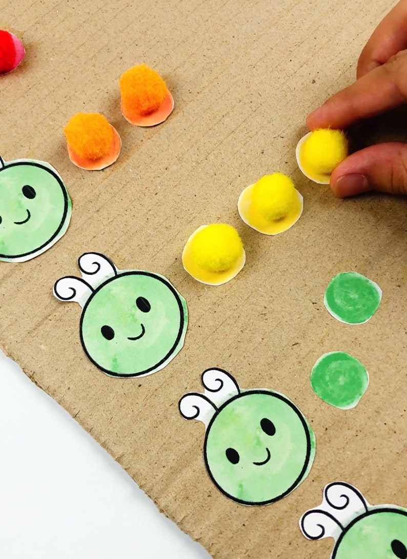 Caterpillar Counting Printable: Color Matching Preschool Game (digital ...