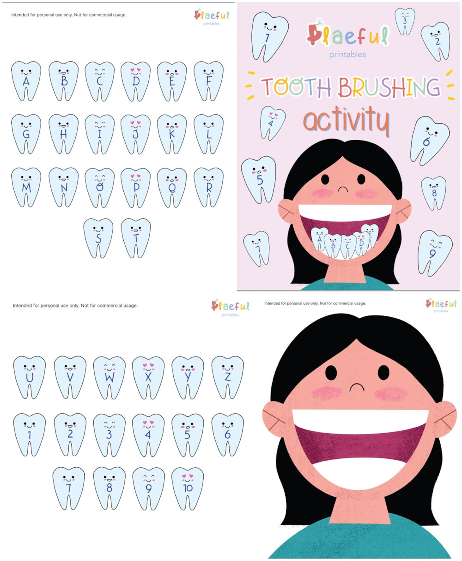 Tooth Brushing Learning Printable: Numbers & Alphabet (digital Download ...